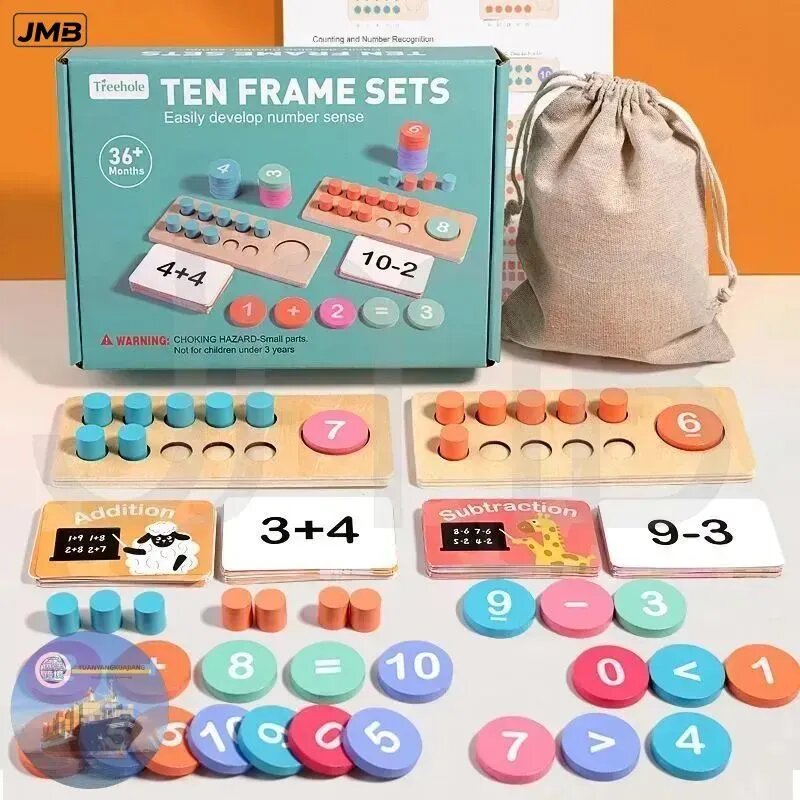 Обучающая игра Treehole Ten Frame Sets для изучения математики, деревянная развивающая игрушка для детей 3-5 лет
