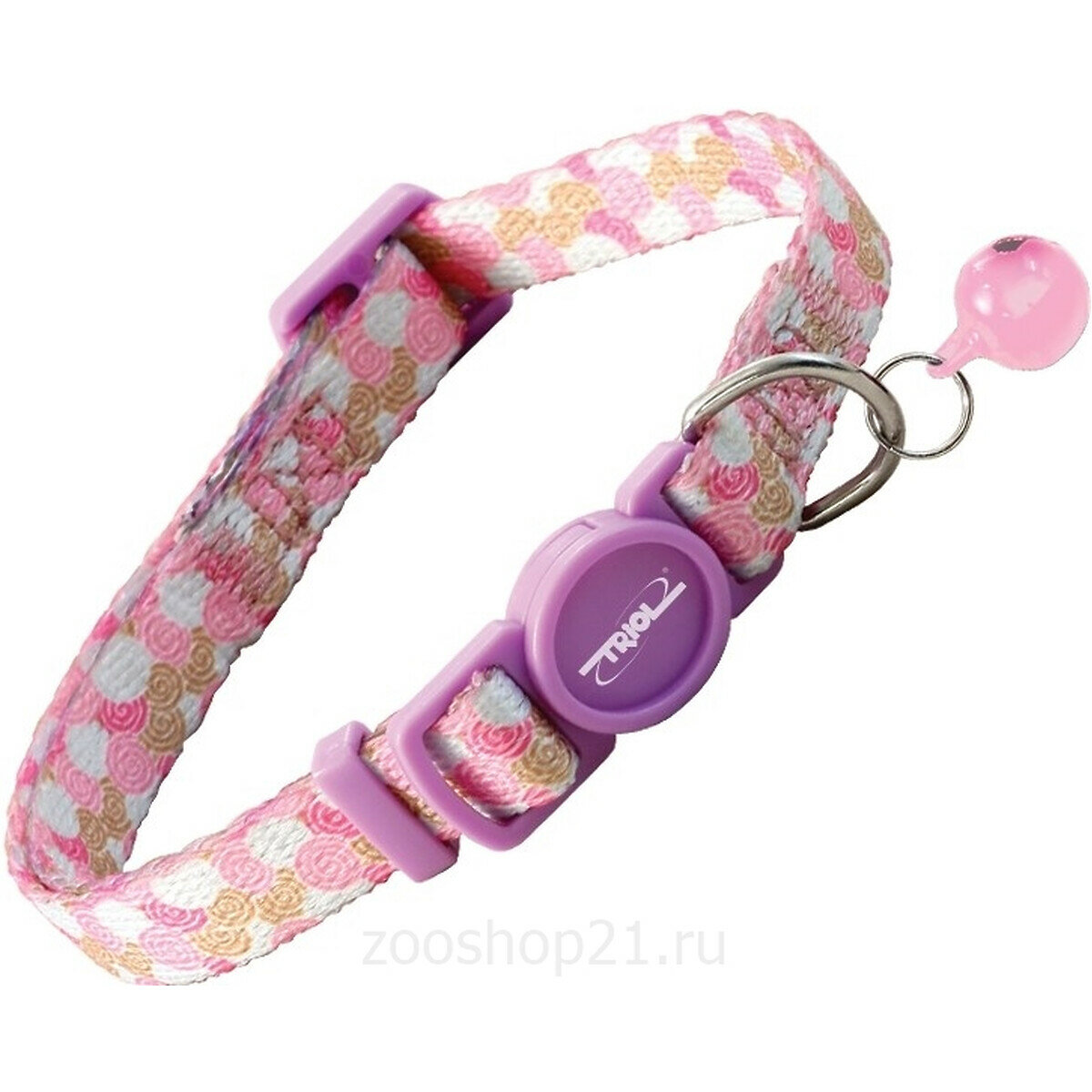 Triol ошейник нейлоновый для кошек Нежность 10*210-330 мм, Розовый