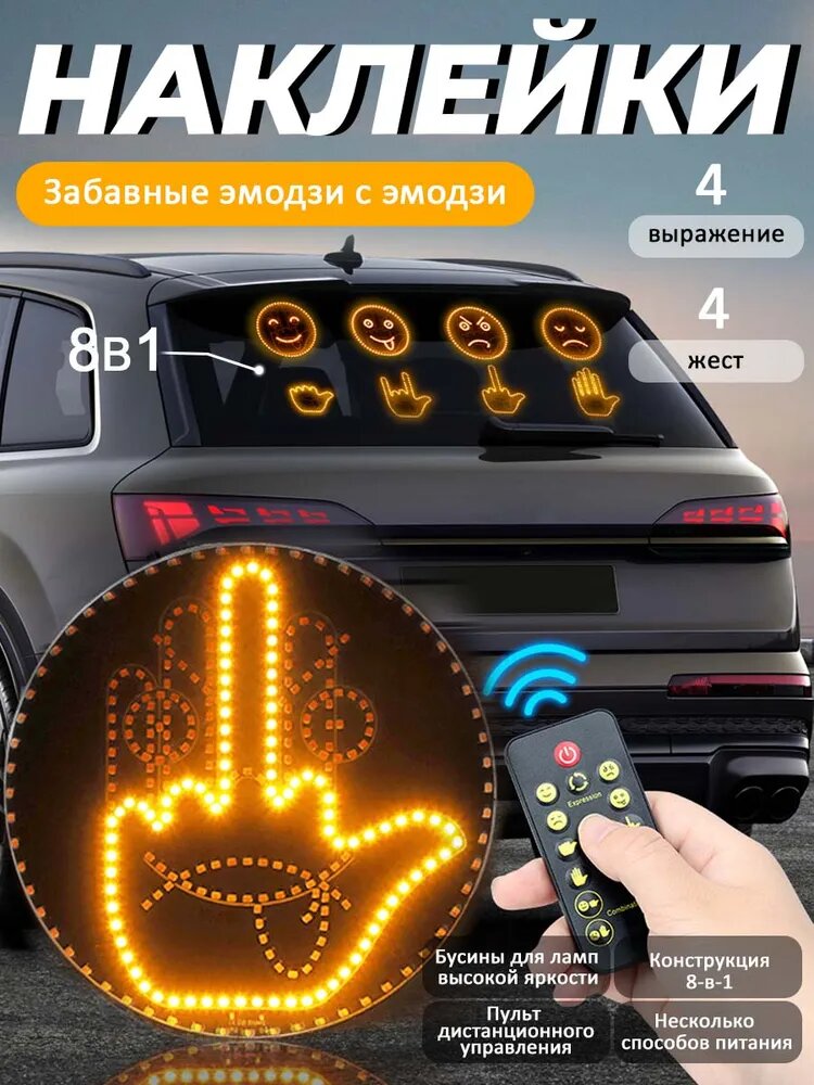 Светодиодная подсветка жеста пальца для автомобильного пульта дистанционного управления 8 в 1