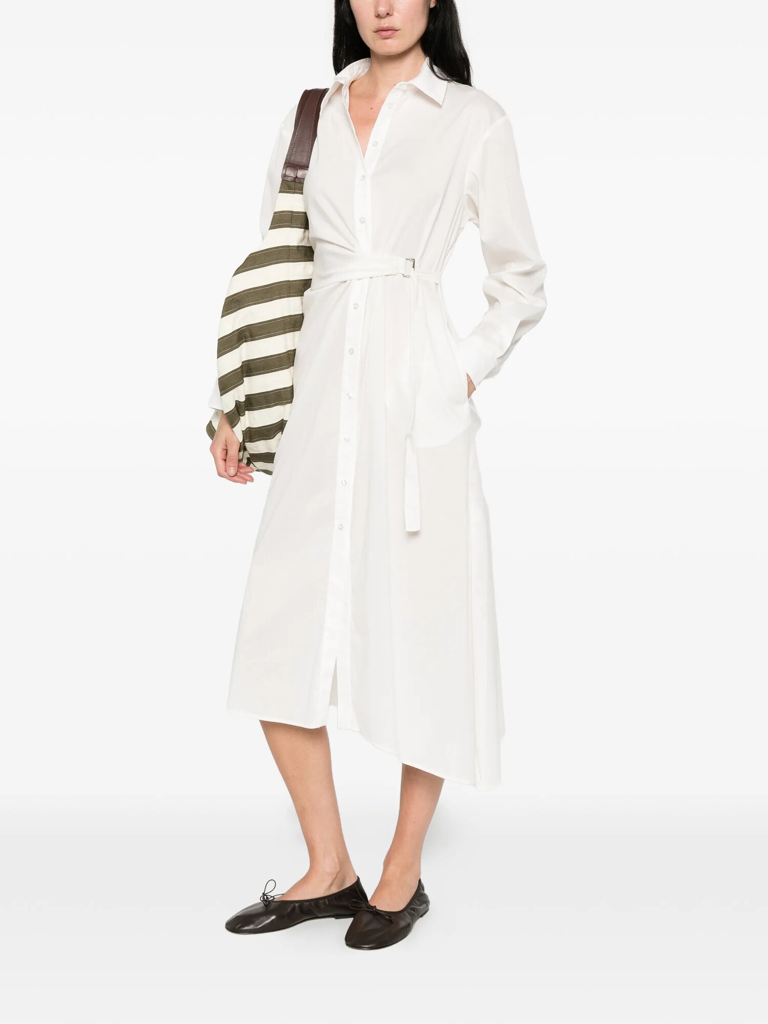 Платье Manuel Ritz Belted midi dress, размер 44, бежевый/белый — фото 1