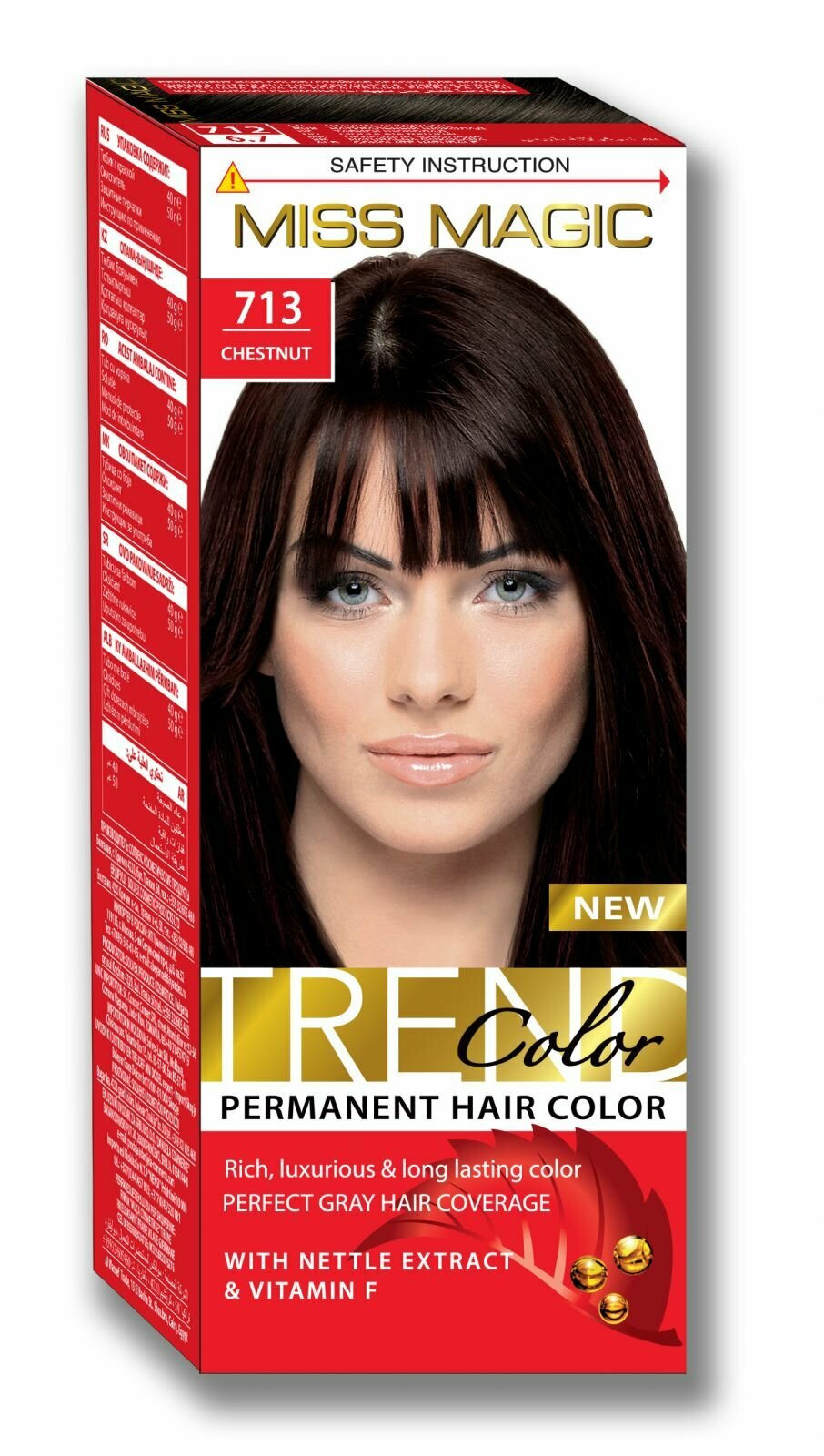 Краска для волос Miss Magic 713 Каштан, краска 40 г, окислитель 50 г, перчатки