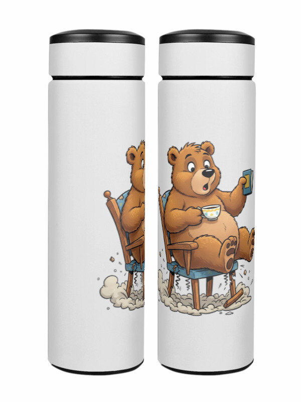 Термос «Медведь в маленьком кресле» (белый)