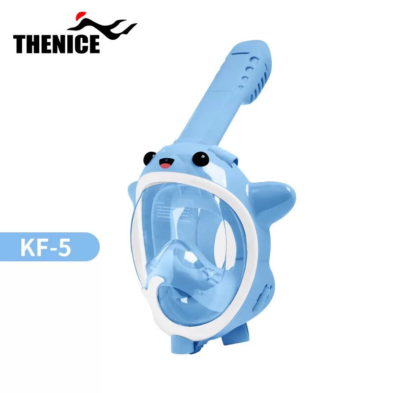 Дайвинг-маска KF-5 с китом для детей светло-голубой с водяным эффектом