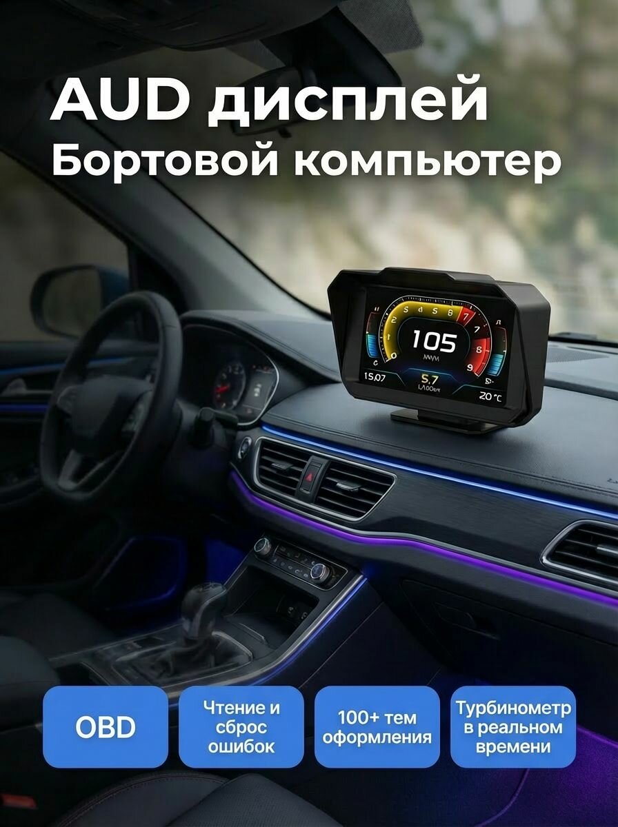 Универсальный бортовой компьютер с HUD и подключением OBD/OBD2 для салона — показания скорости, расхода и диагностика