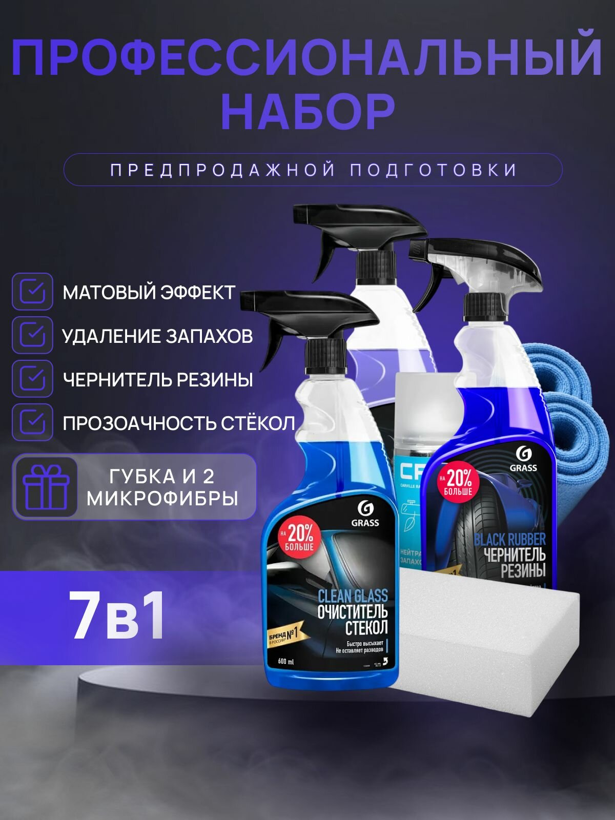 Набор автокосметики UNIT PARTS "Предпродажная подготовка", 7 в 1