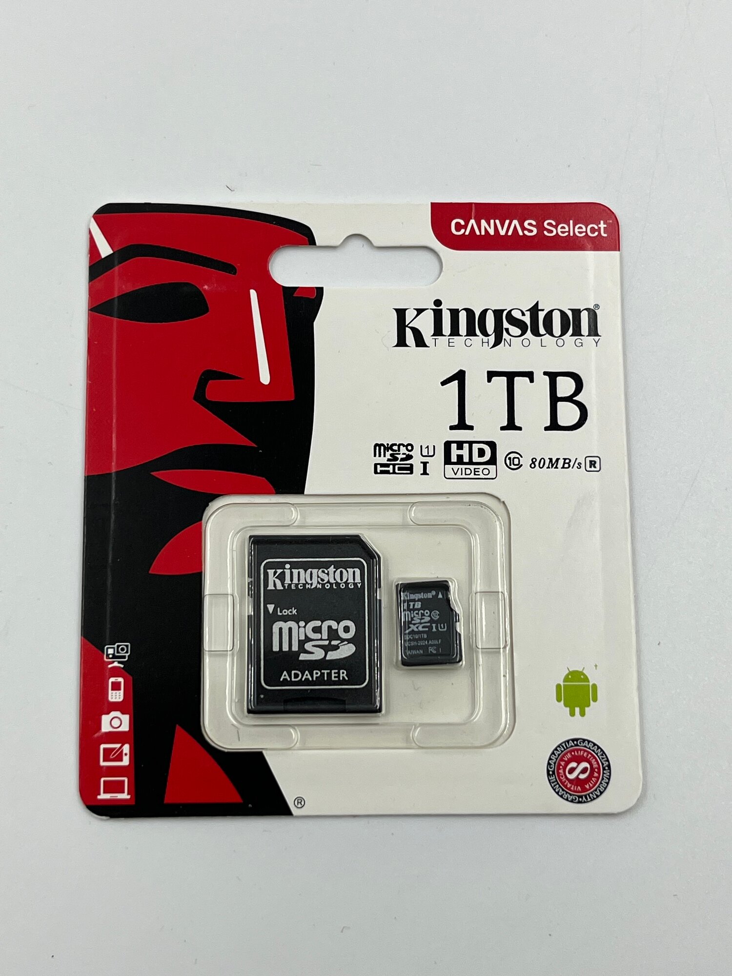 Карта памяти Kingston SDC10, 1 ТБ, класс 10, UHS-I, microSDHC, черная