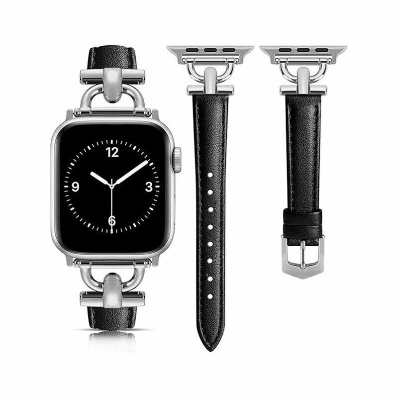 Кожаный ремешок для Apple Watch 38мм 40мм 41мм 42мм, тонкий ремешок для серии iWatch 11 10 9 8 7 6 5 4 3 2 1/2 SE, металл, Apple Watch 42 мм, Apple Watch 38 мм, Apple Watch 41 мм, Apple Watch 40 мм,