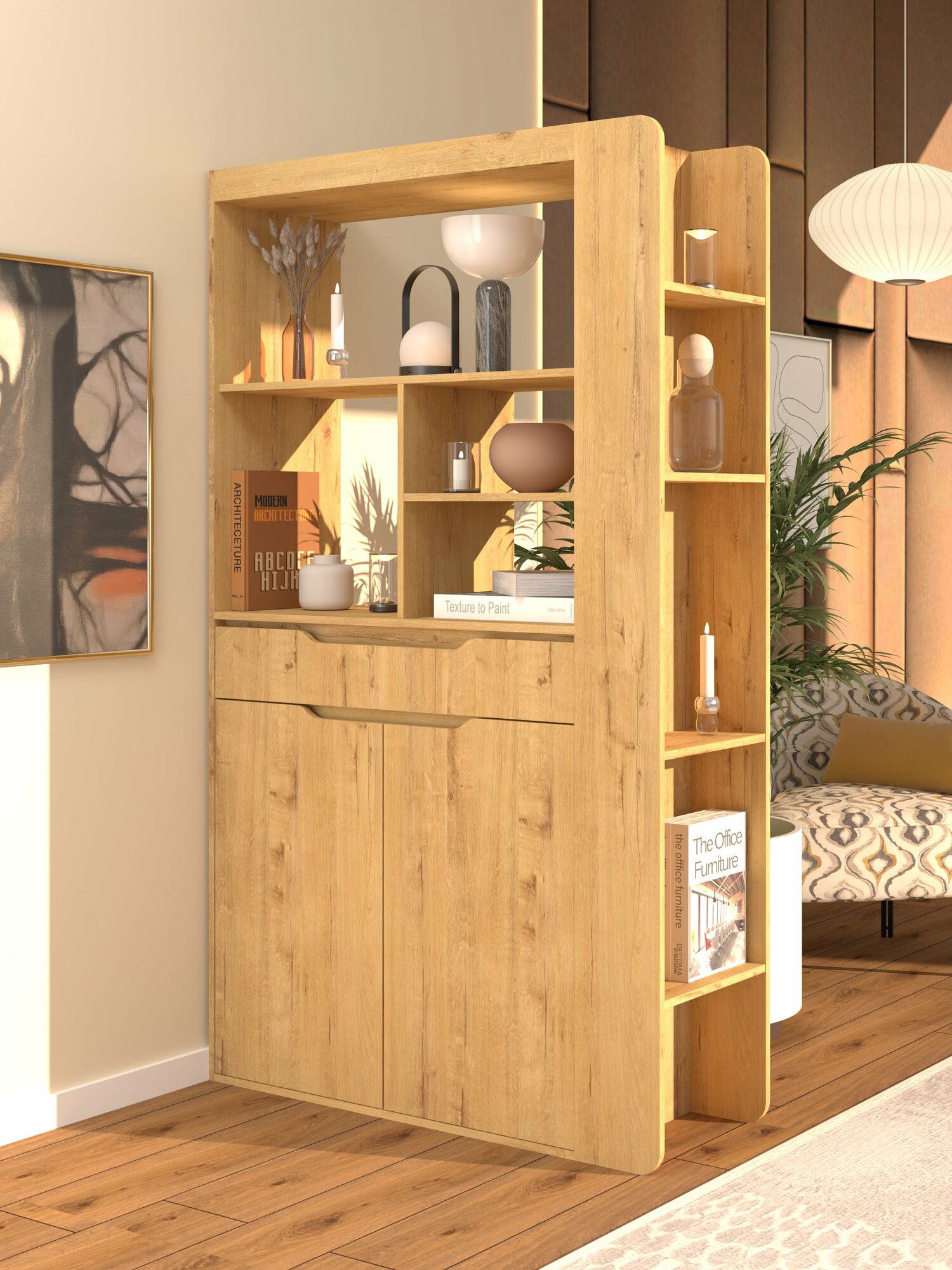 Есэндвич Альт Лаворо Plus Стеллаж 120х200х40 см (Дуб бунратти)