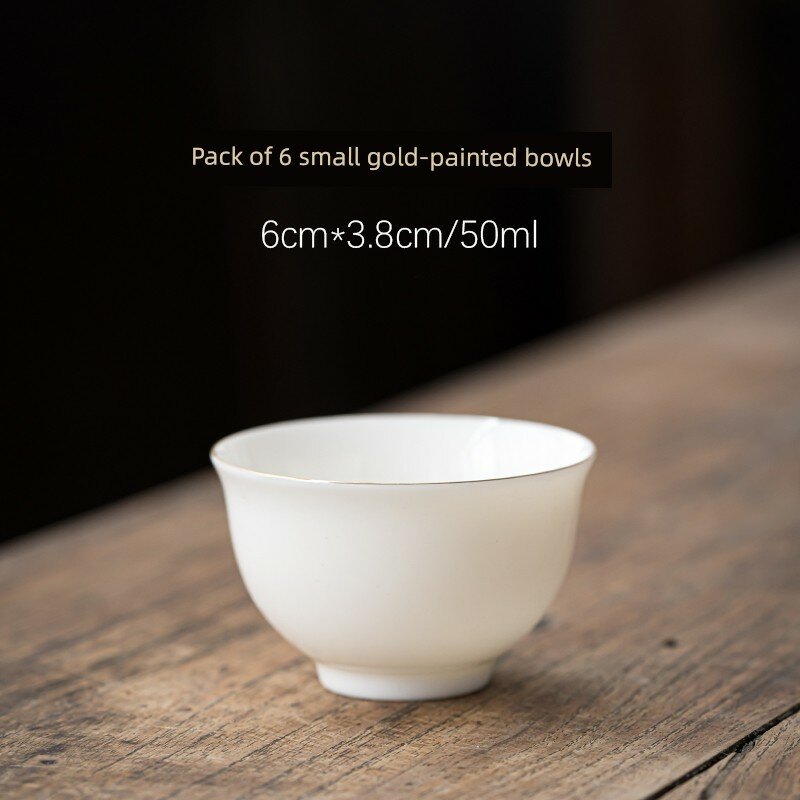 Набор керамических чашек Yuzhu Jade «Small Cup» 50 мл, 6 шт, с золотым рисунком