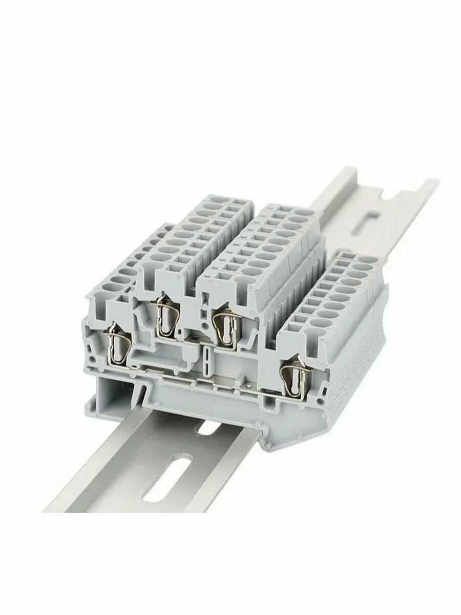 Клемма проходная, двухуровневая, STTB 2.5 4 контакта, 2.5мм2, пружинная. Серая 3031270