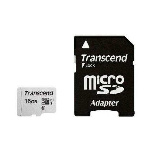 Карта памяти Micro SDHC 16GB Transcend S300 Class10 UHS-I U1 TS16GUSD300S-A + адаптер