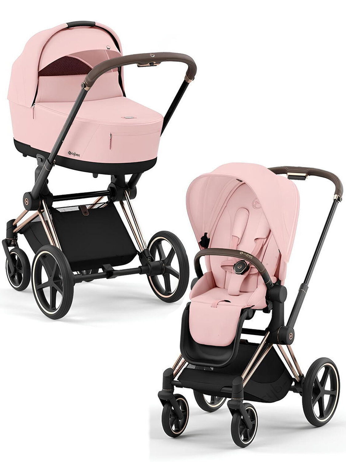 Коляска 2 в 1 Cybex Priam IV Peach Pink/Rosegold 523001511, всесезонная