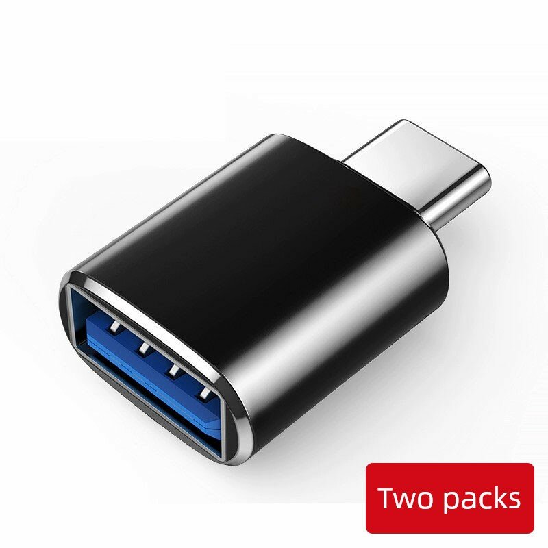 Набор из 2 шт. адаптеров OTG USB к Type-C черный цвет для телефонов компьютеров быстрая зарядка PD подключение