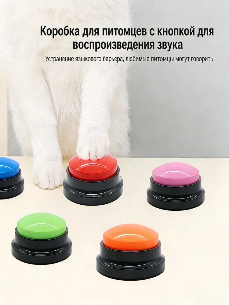 Один говорящий набор кнопок для общения с питомцем, звуковая игрушка для дрессировки собак и кошек цвет случайный