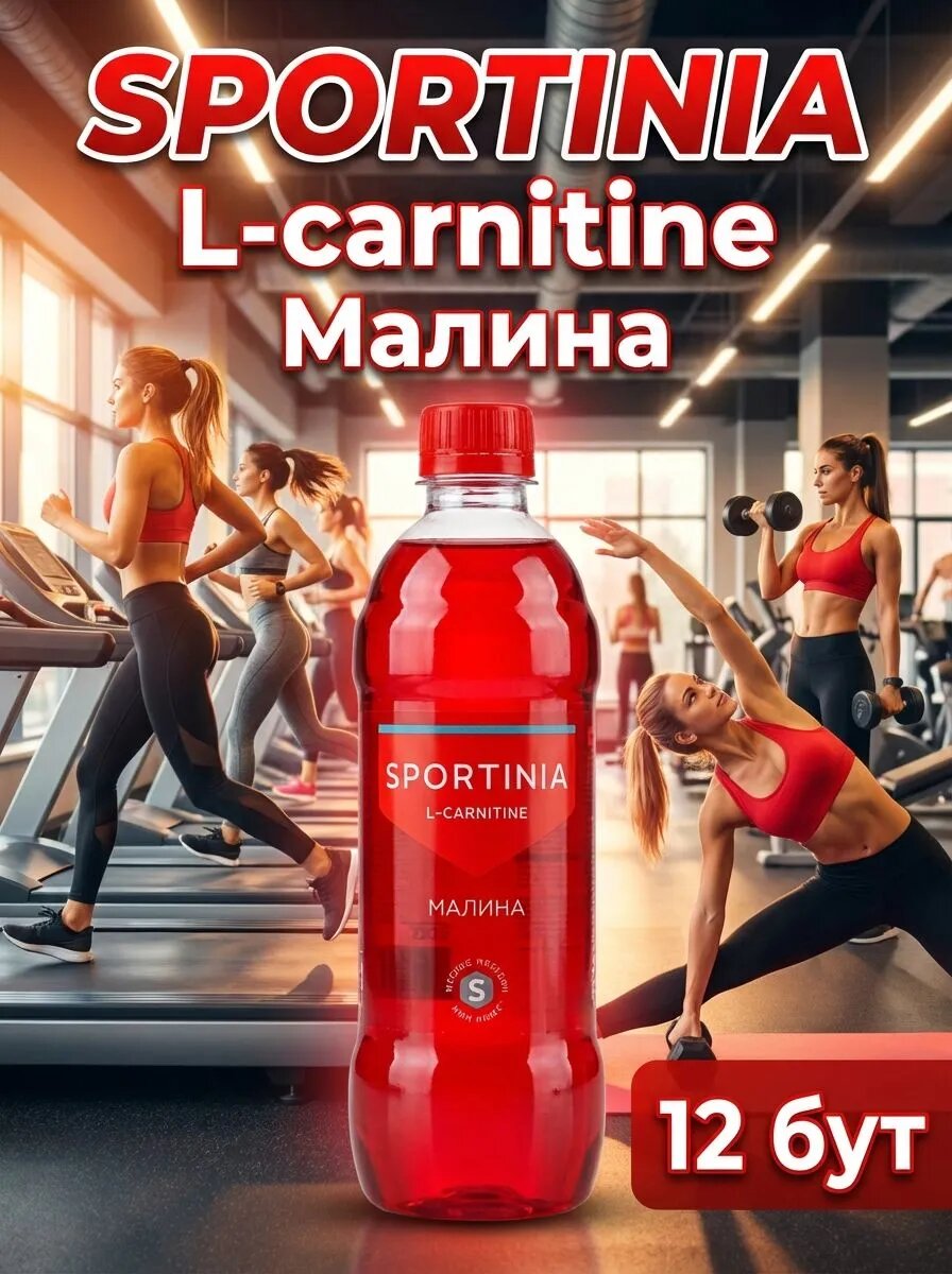 Спортивный напиток Sportinia L-Carnitine (Спортиния Л-карнитин) Малина 0.5 л / 12 бут.