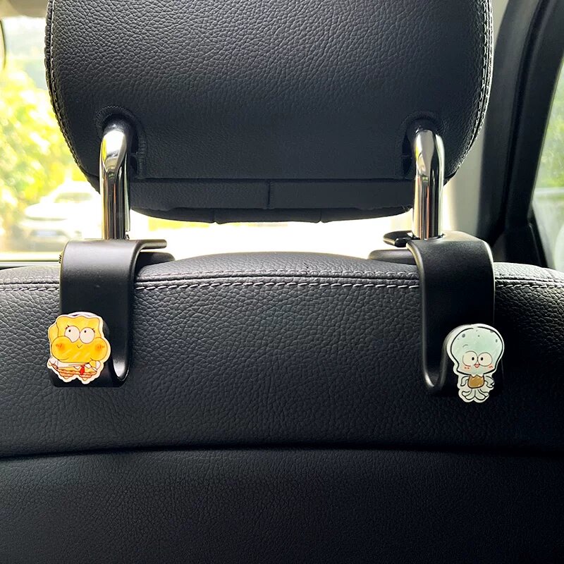Крючок для сиденья автомобиля Sponge Squidward - Черный парный крючок для заднего сиденья автомобиля, прочный пластик