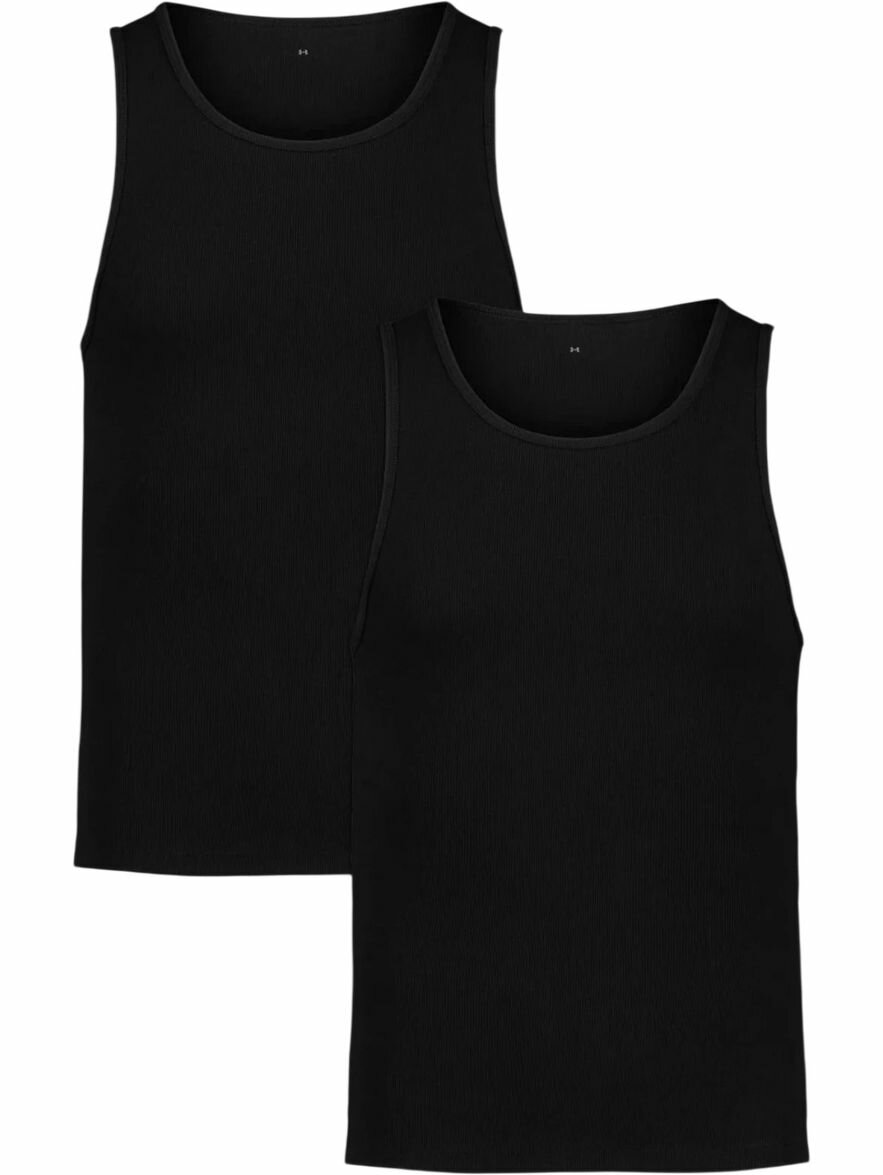 Майка спортивная Under Armour PERFORMANCE COTTON UNDERSHIRT - SOLID FITTED TANK 2PK, 2 шт., размер XL, черный — фото 1