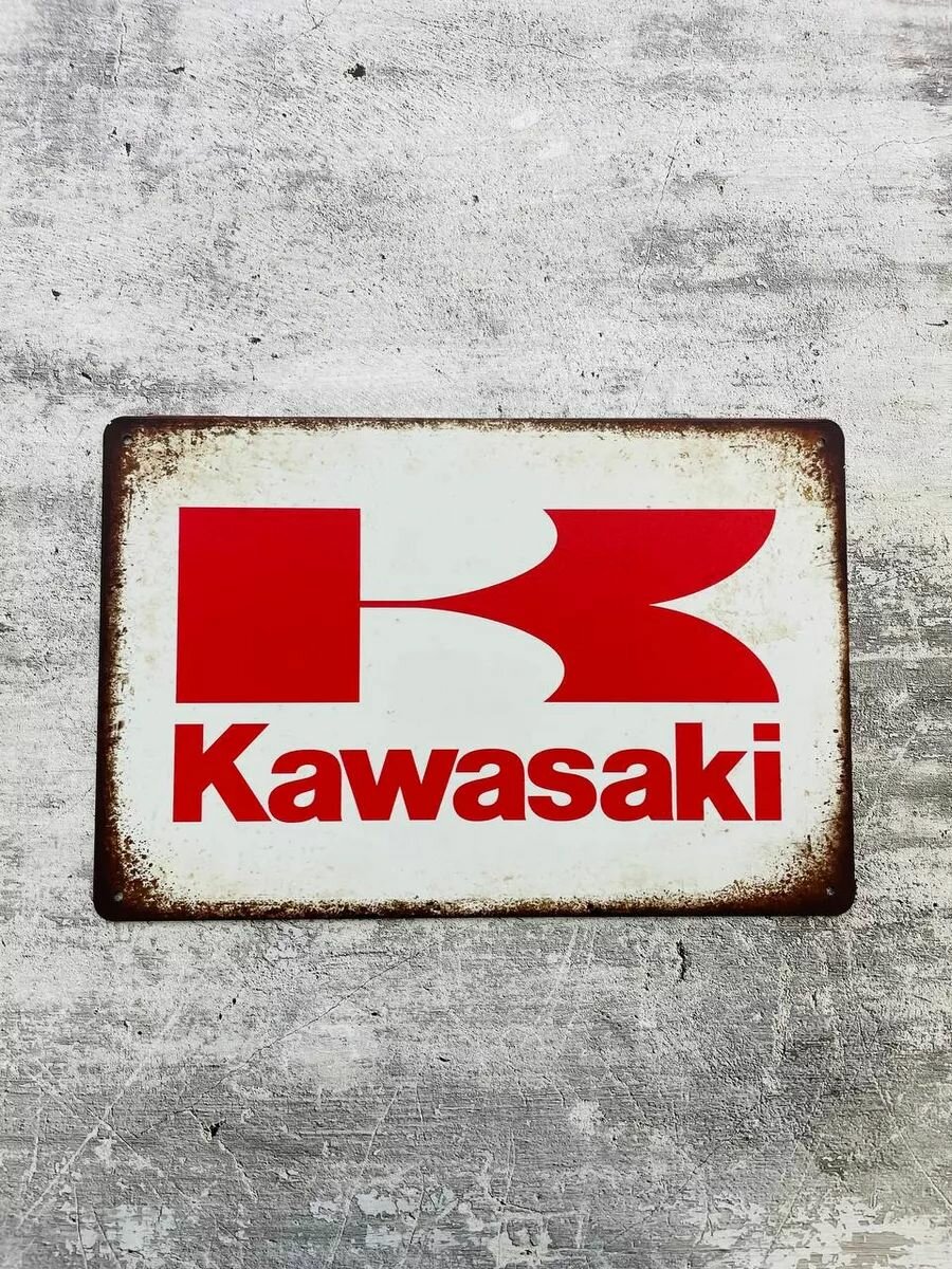 Декор на стену табличка металлическая Kawasaki