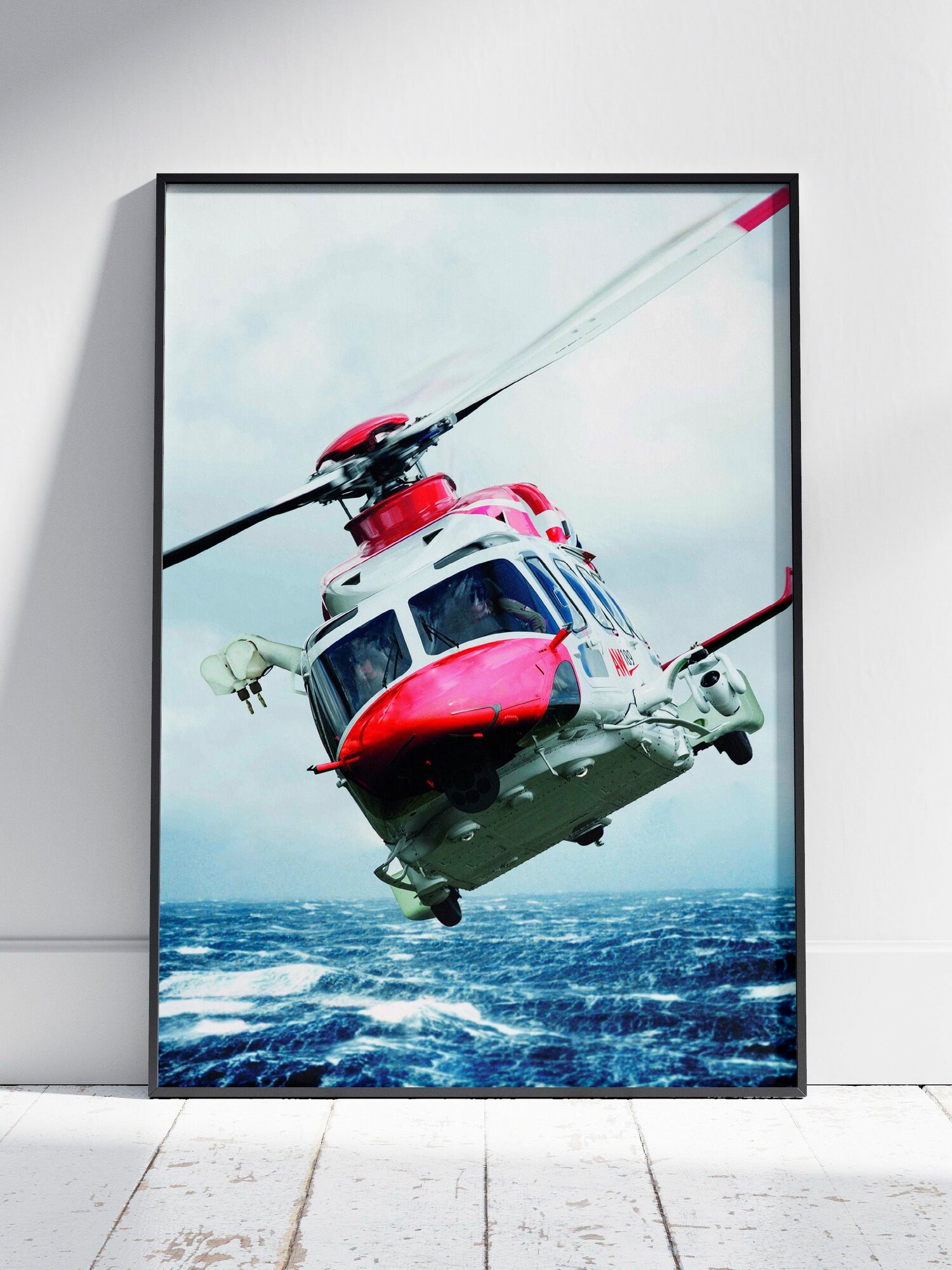 Плакат на стену для интерьера Транспорт и техника (Вертолёт AgustaWestland - Helicopter AgustaWestland 2) - Постер по машине формата A4 (21x30 см)