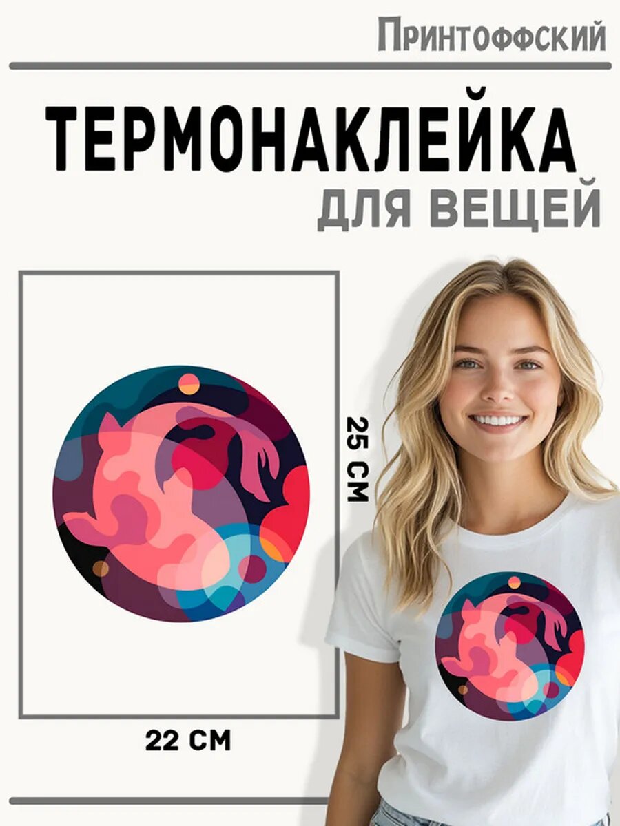 Термонаклейка для одежды и аксессуаров DTF-печать Карп Кои — фото 1