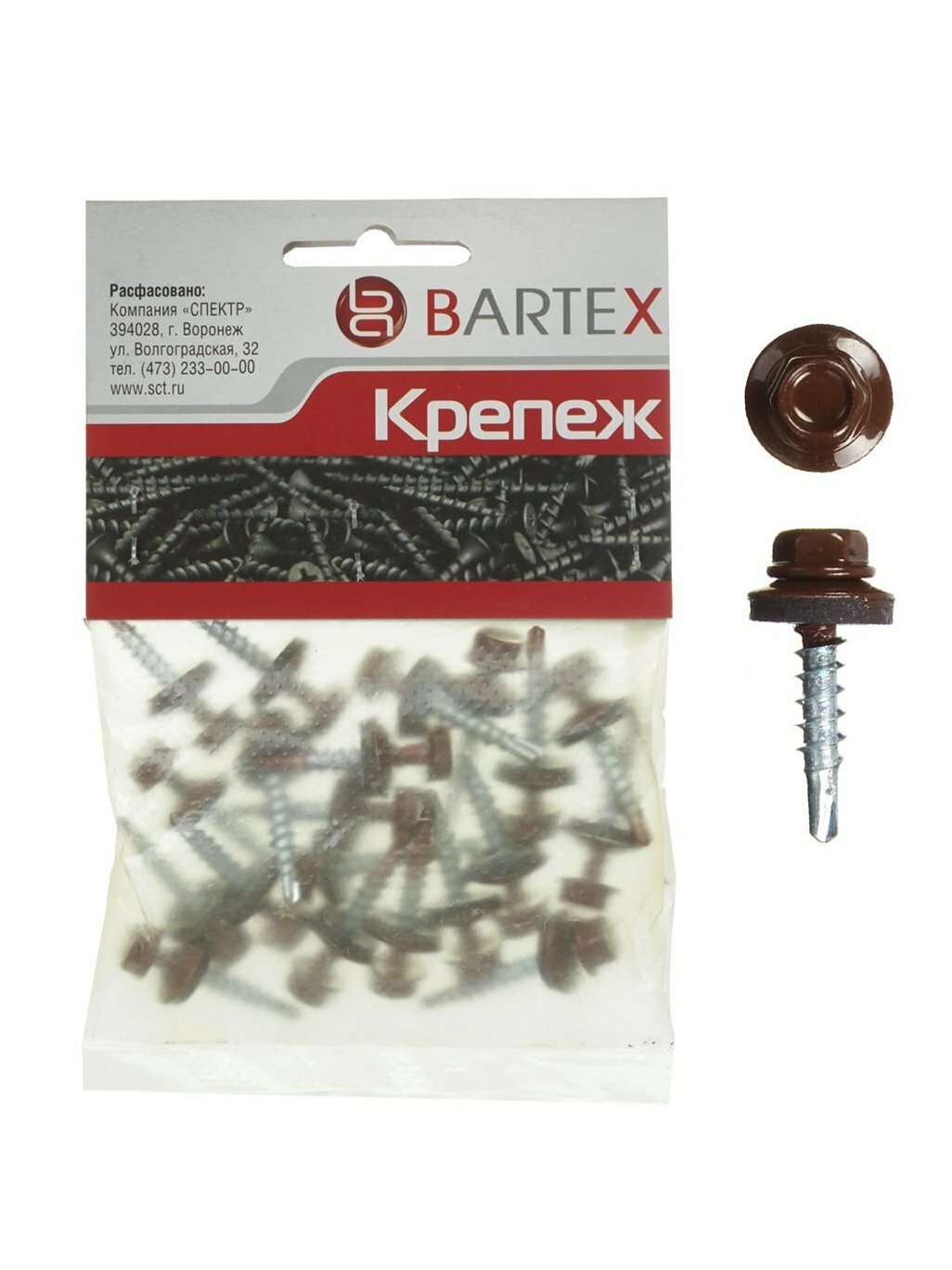 Саморез кровельный Bartex 4.8х29 мм, шоколадный, 20 шт. Надежный крепеж для кровли и строительных работ