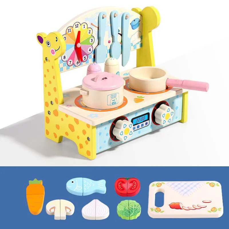 Деревянные игрушки, игрушки для газовой плиты, детские ролевые игры, форма жирафа