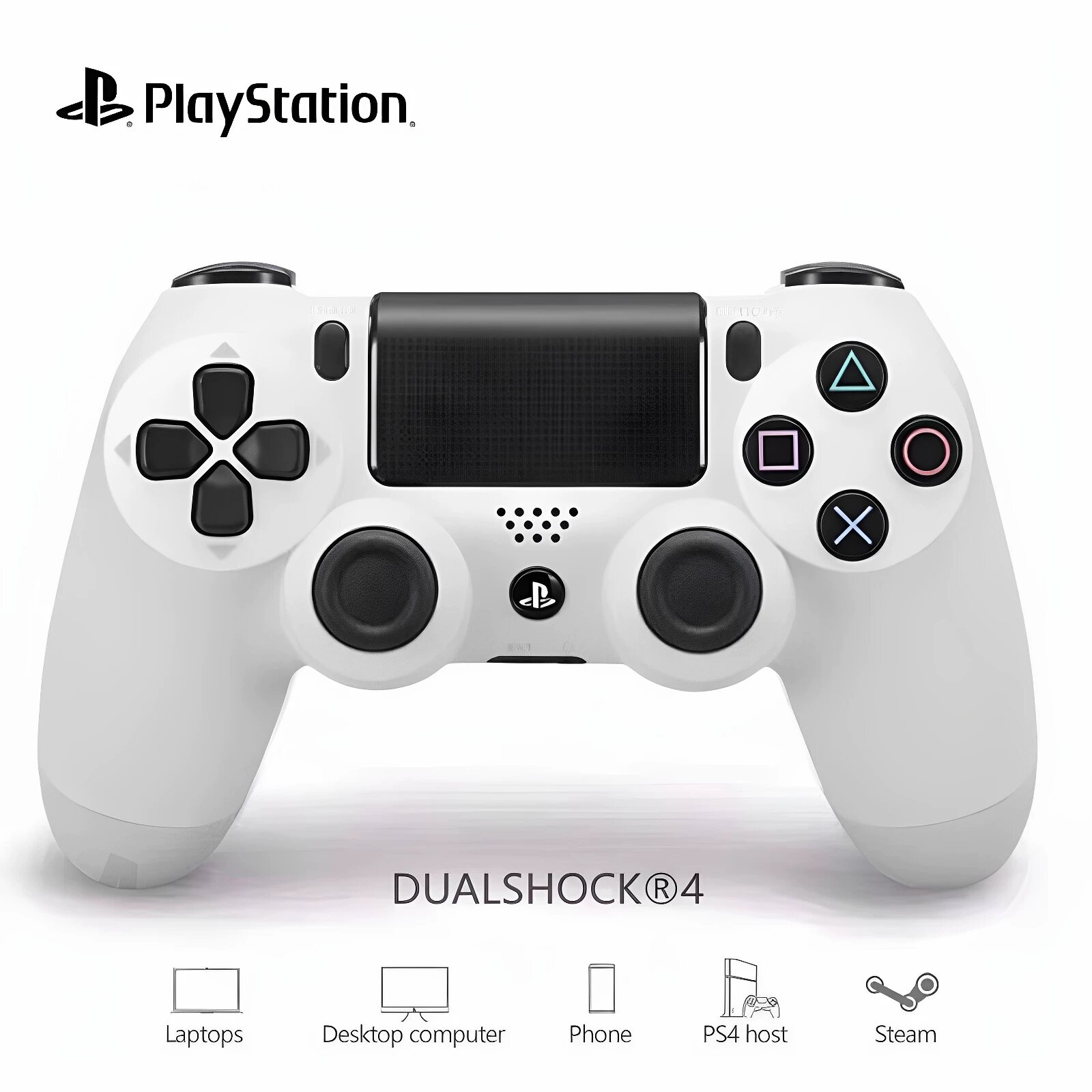 Беспроводной Bluetooth-контроллер PS4 для Android, смартфона, ПК и Steam — Белый