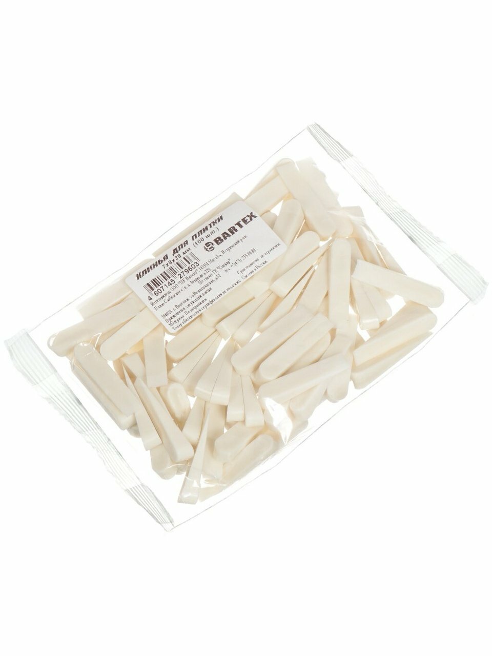 Клинья для плитки Bartex 38х7х8 мм, 100 шт. Надежные аксессуары для укладки керамической плитки, артикул 0015086