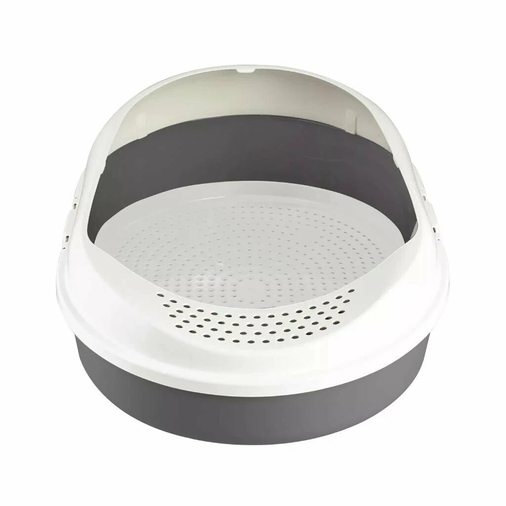 Туалет-лоток для кошек Cosmo с сеткой и бортиком, большой, серый, для гигиены питомца, артикул 439611700, производство Россия.