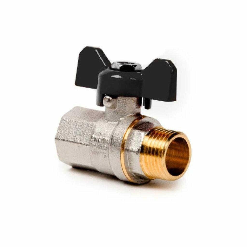 Кран для воды РосТурПласт 1/2 дюйма, г-ш, ручка-бабочка, PN40. Надежная запорная арматура для инженерных систем водоснабжения.