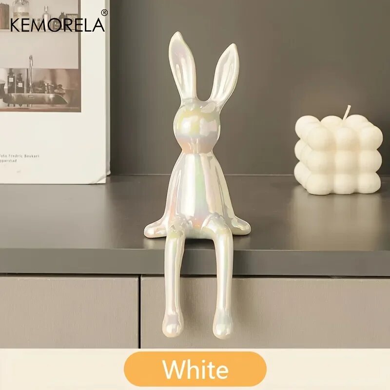 Керамическая статуэтка сидящего кролика Белый, White