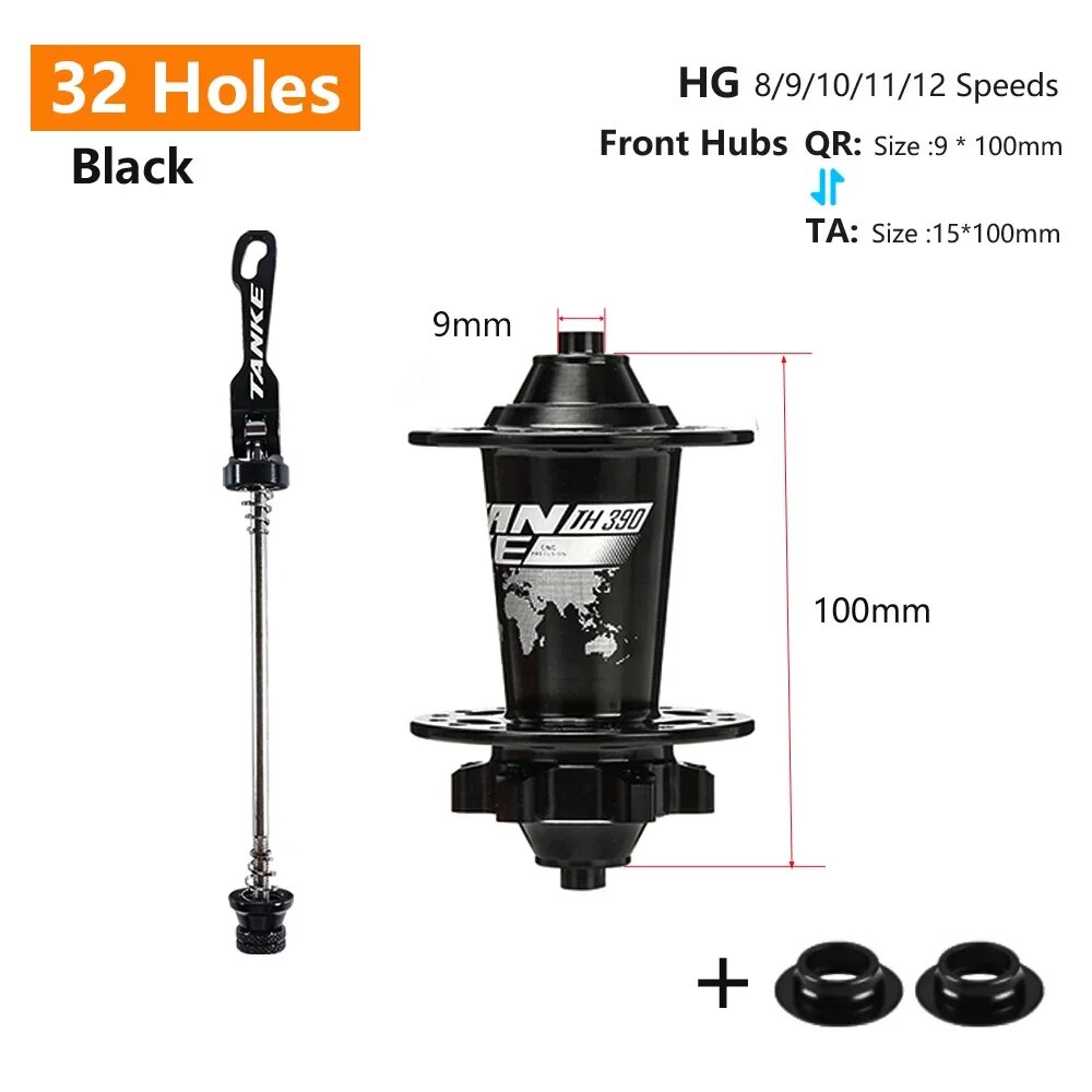 TANKE TH-390 велоступица MTB 36 отверстий 6 подшипников Черный, 32H Black QR-TA F