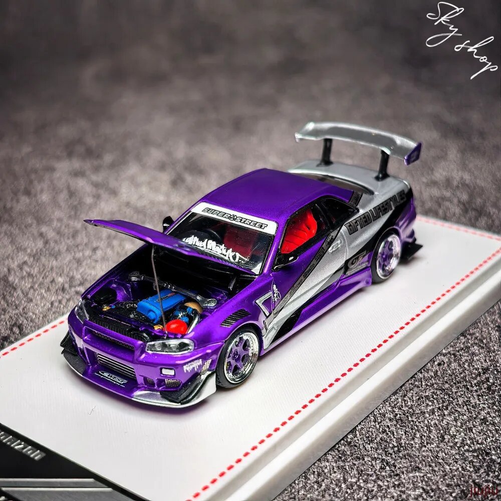 Машинка Focal Horizon 1:64 Nissan Skyline GT-R R34, Ryohe's Gifted Violet Storm