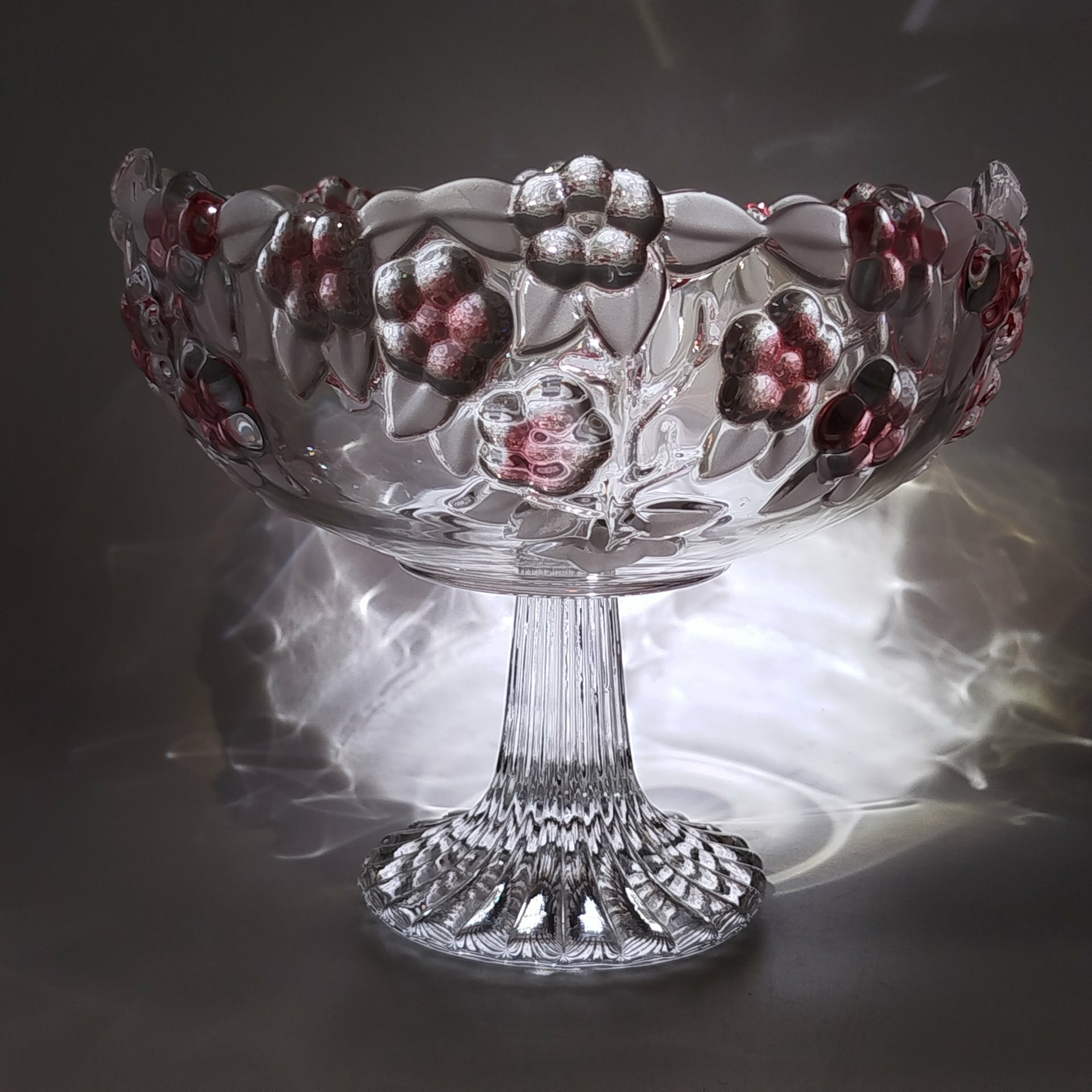 Фруктовница с цветочным рельефным декором, стекло, матирование, Walther Glas