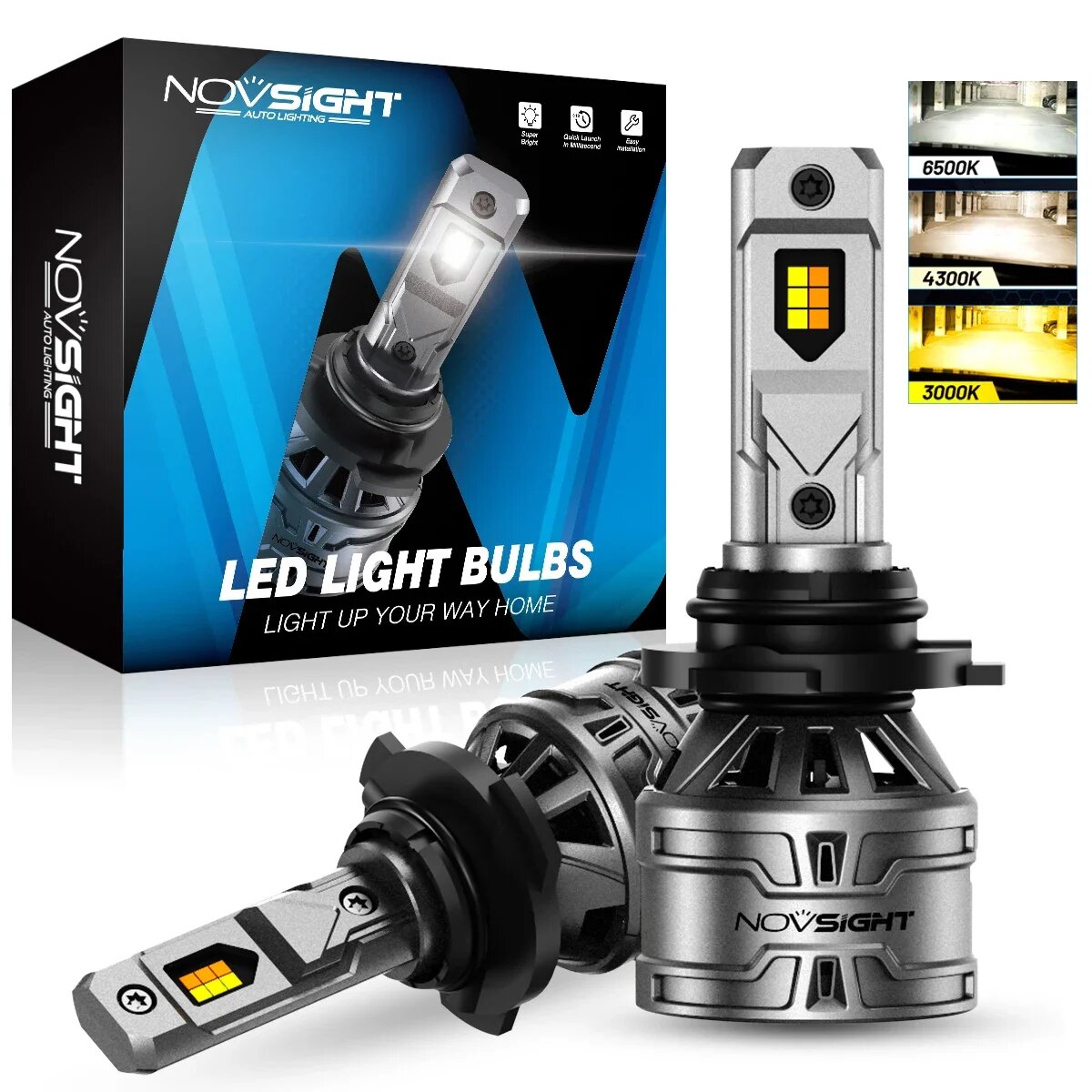 Автомобильные фары NOVSIGHT 9006/HB4, 60 Вт, 13000LM, 3 цвета