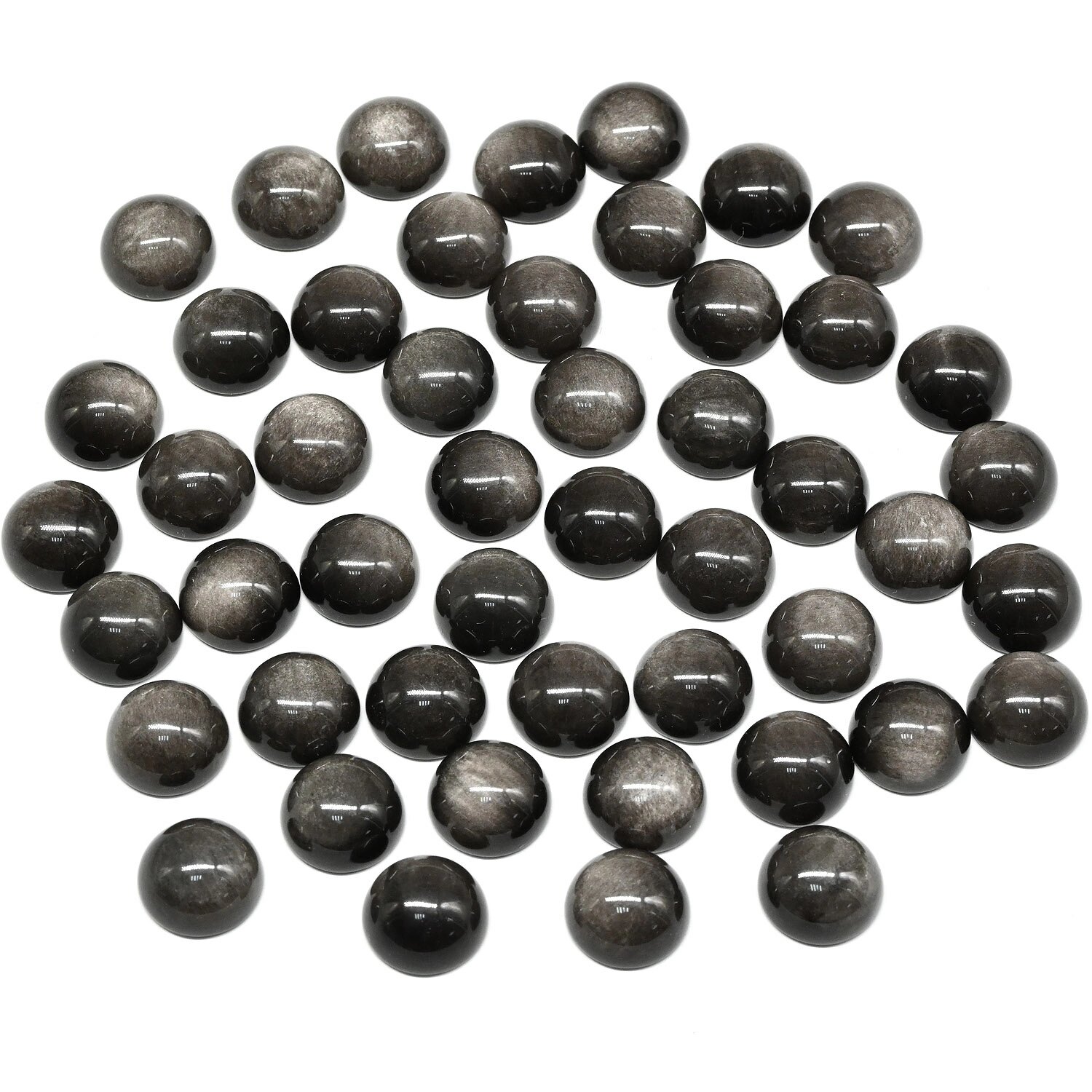 Кабошон из обсидиана седого круг 12*12*6мм