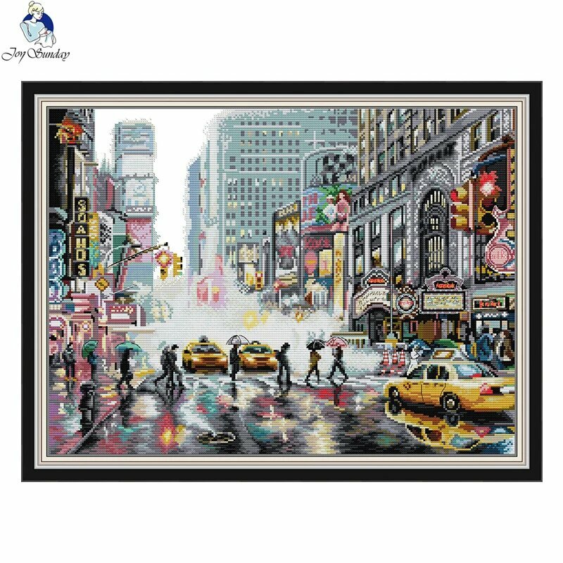 Набор для вышивки крестиком Joy Sunday Нью-Йорк Таймс, 14CT Printed Cloth