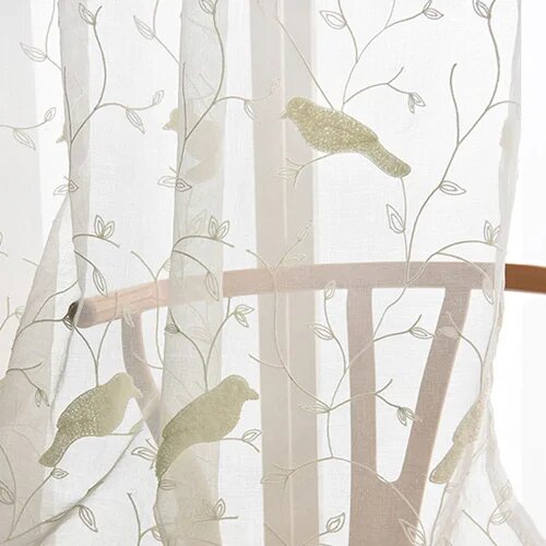 Шторы прозрачные NAPEARL с птицами, белые, 200x260 см, Tap for Hooks