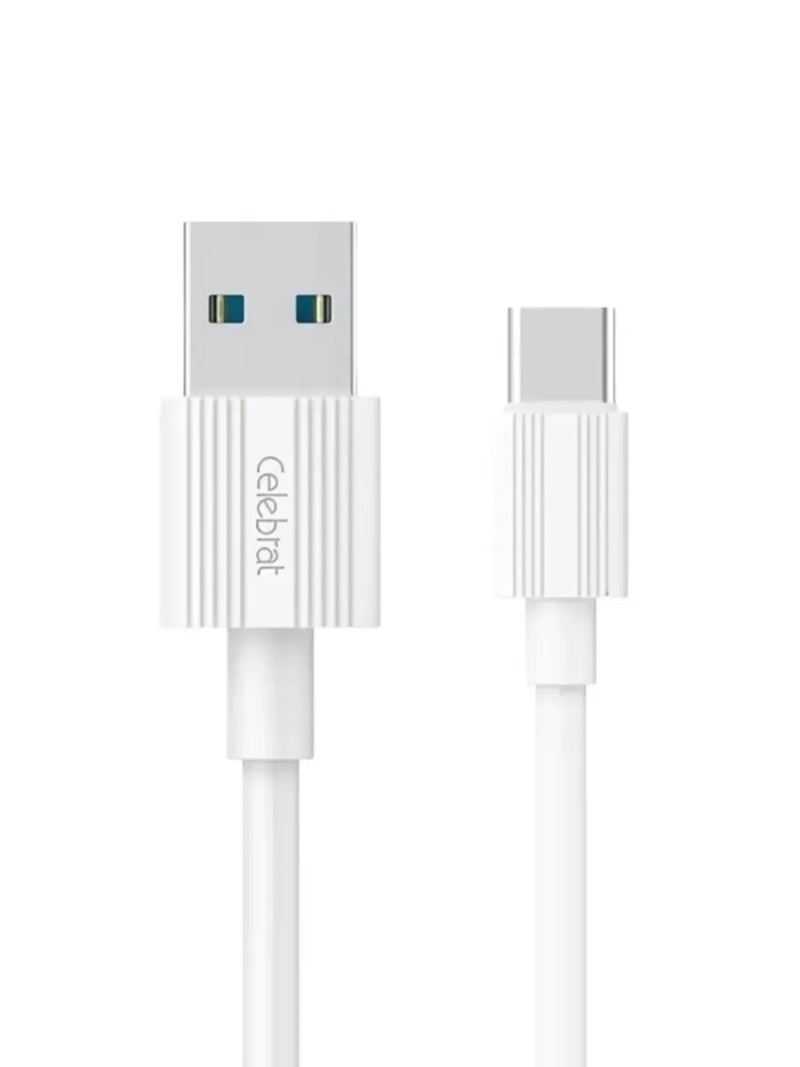 Кабель для зарядки Celebrat CB-09 Type-C, USB, длина 1 м, белый — фото 1