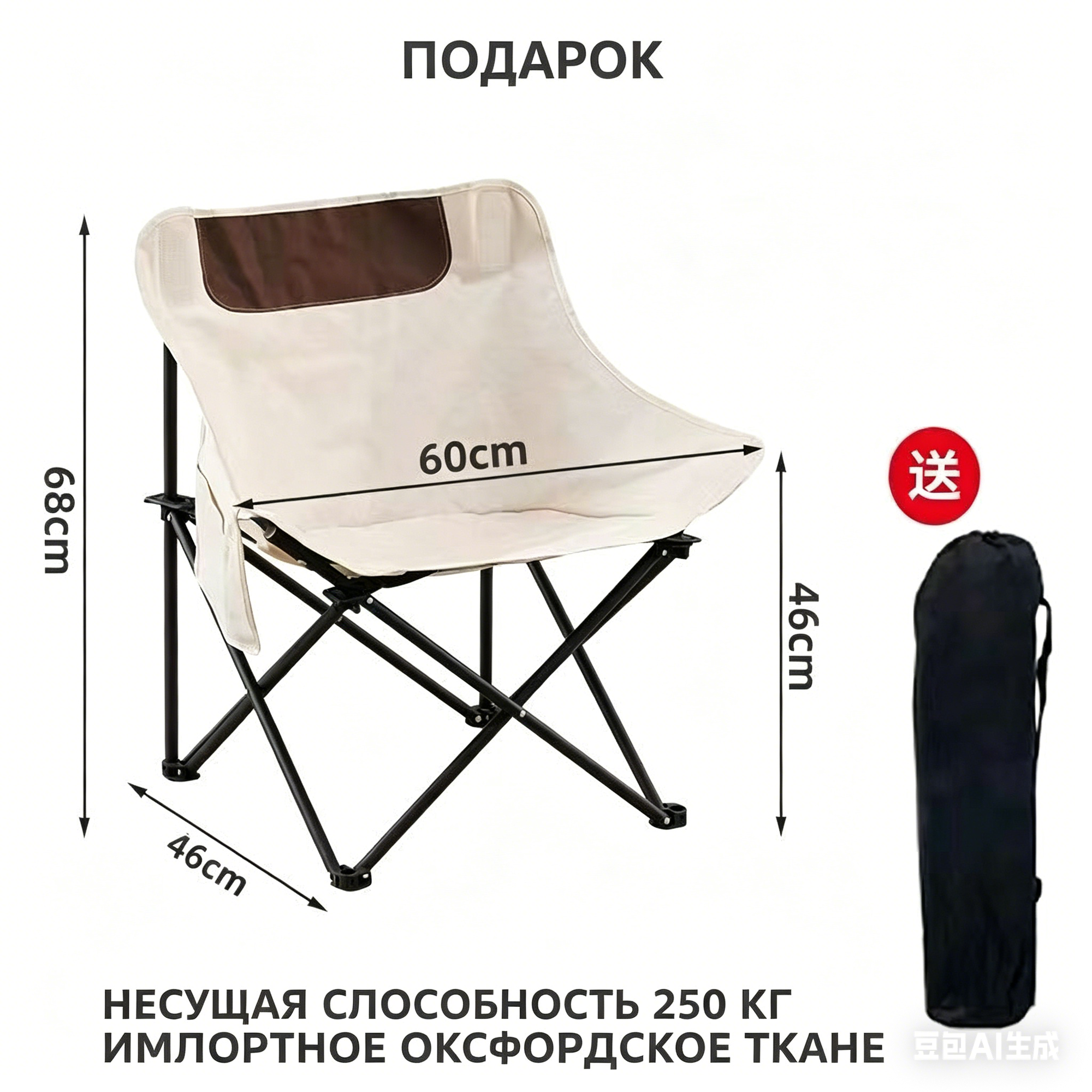 Складной стул с подлокотниками/Туристическое кресло для рыбалки/Походное кресло