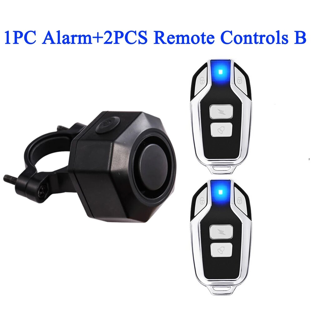 Велосипедная сигнализация с 2 пультом управления, Color: 1 Set Alarm B-2