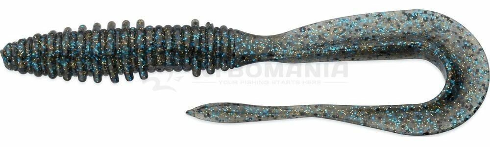 Приманка силиконовая тонущая, съедобный твистер Keitech Mad Wag 7" #205 Bluegill