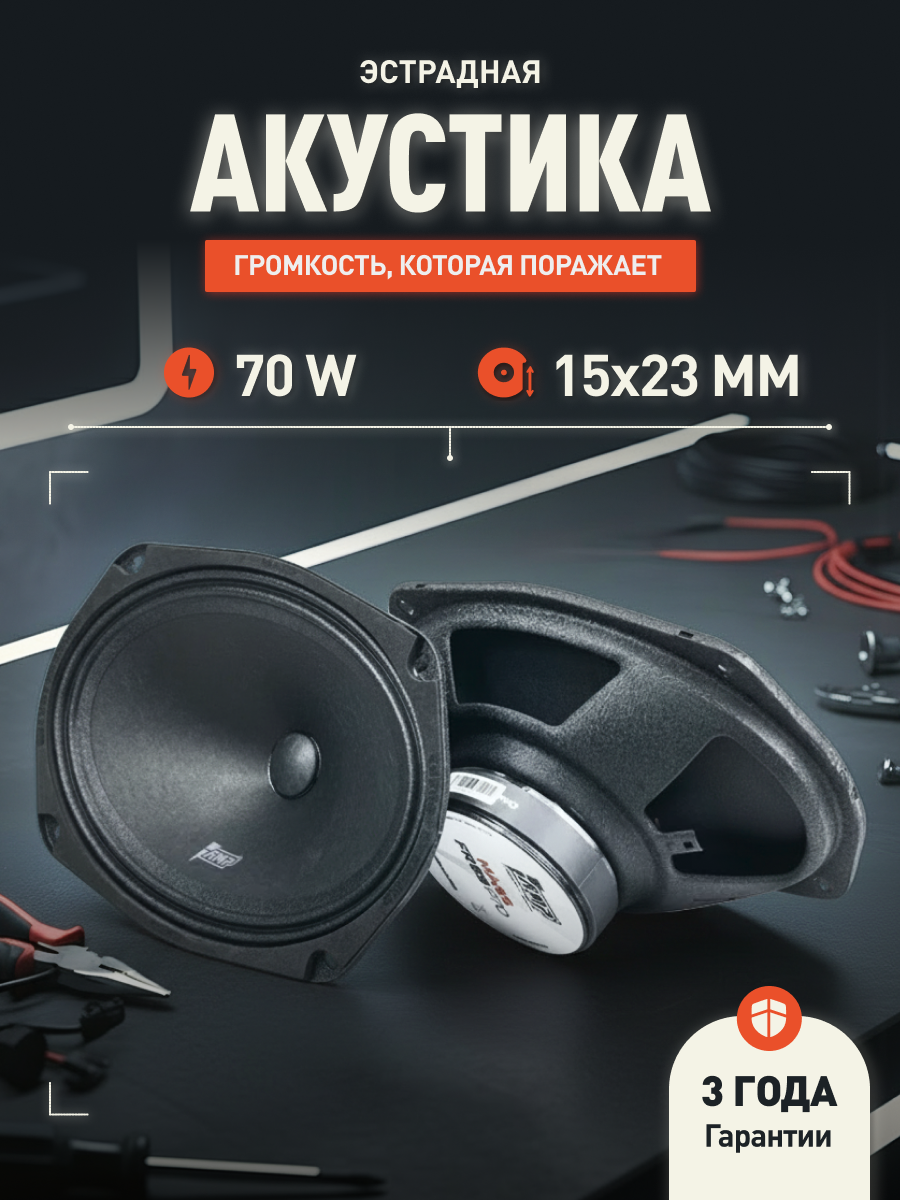 Динамики эстрадные AMP MASS FR69P70 автомобильная, 6х9", 70 Вт