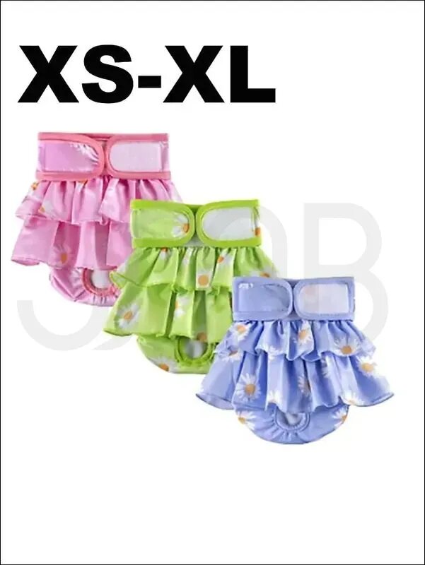 Трусы для собак при течке, XS-XL, розовые, зеленые и голубые. Физиологические штаны для собак