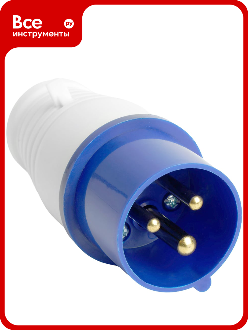 Вилка прямая STEKKER ST-013 16А 220В 2P+PE IP44, PPG16-013-44, 49426