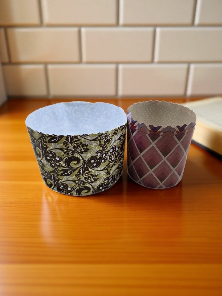 Формы пасхальные "Пасхальная классика" 2 размера для выпечки Кулича из пергаментной бумаги ,(в наборе 6шт )