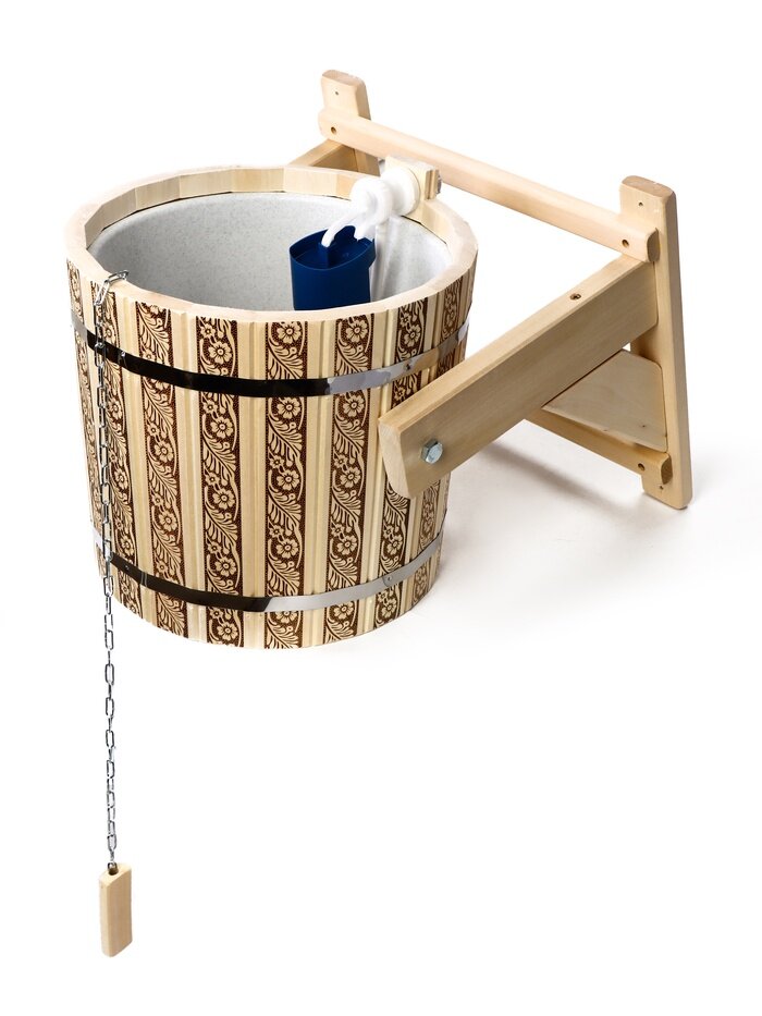 Обливное устройство 15 л, с пластиковой вставкой, дозатор "Русские узоры"