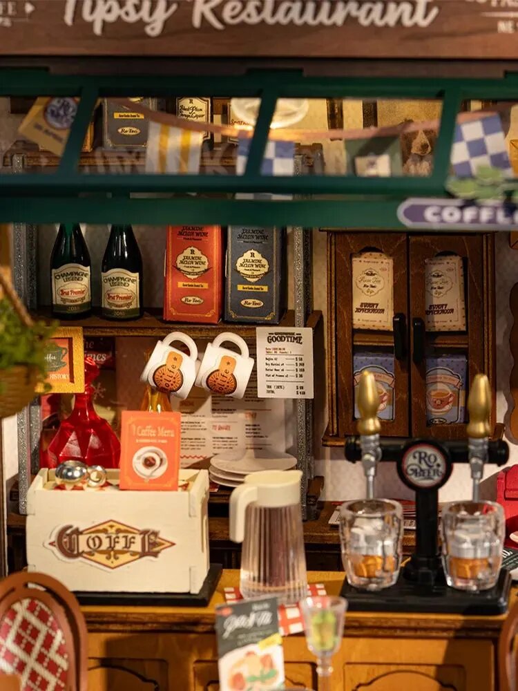 Без клея, Подарочный Интерьерный конструктор, Rolife Румбокс Tipsy Restaurant , DG167
