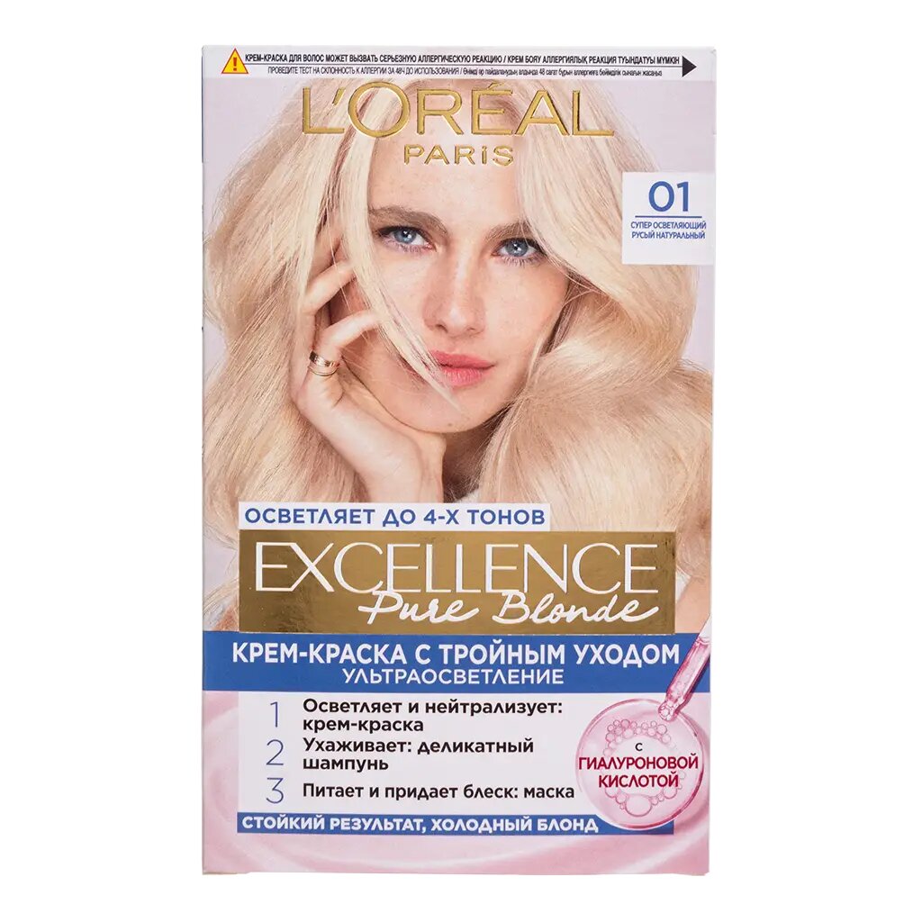 Loreal Paris Крем-краска для волос Excellence Creme 01 Супер-светляющий русый натуральный 1 шт