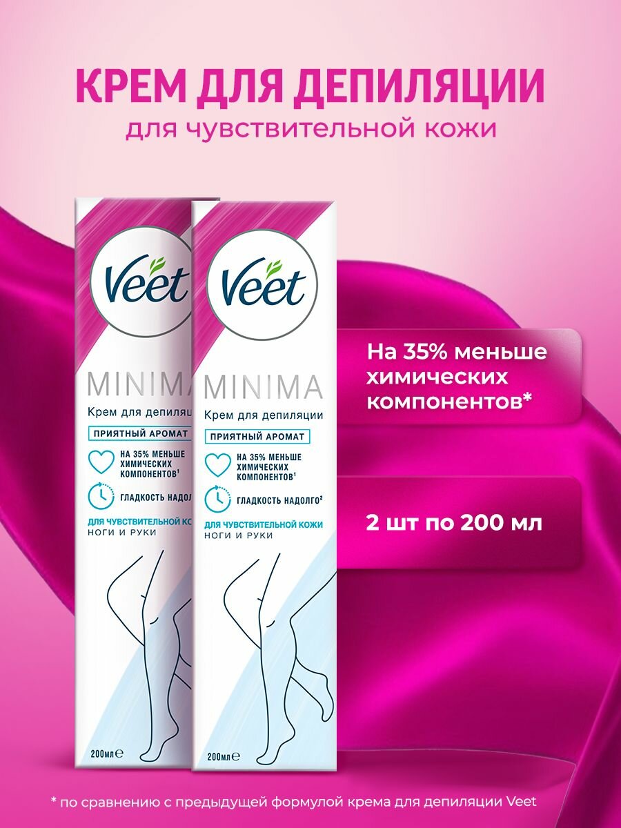 VEET Minima крем для депиляции 2 уп. по 200 мл для чувствительной кожи ног и рук